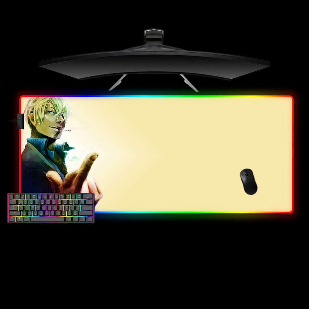 Anime One Piece Sanji Design Rgb Mouse Pad Gaming Desk Mat
