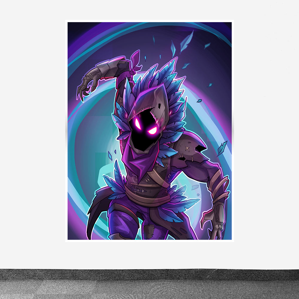 Fortnite Raven Design Printed on Canvas Fabric Without Frame