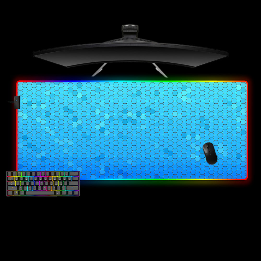 Blue Hex Design M-XXL Size RGB Lighting Gamer Mouse Pad