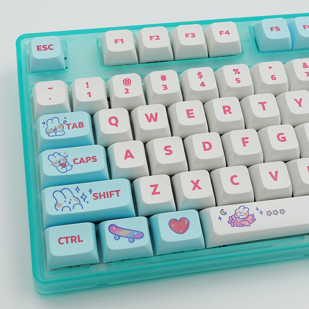 129 Key Cute Bunny Keycaps Set for Mechanical Keyboards