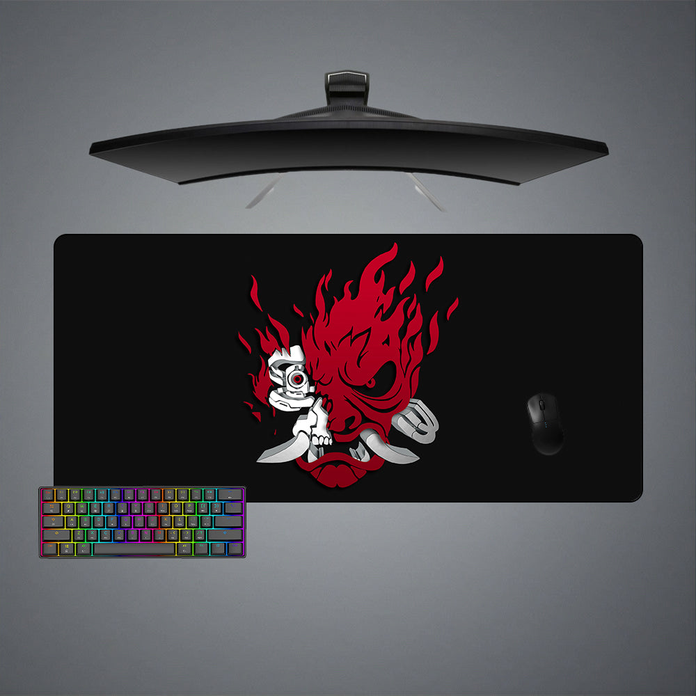 Cyberpunk Samurai Logo Design M-XXL Size Gaming Mouse Pad