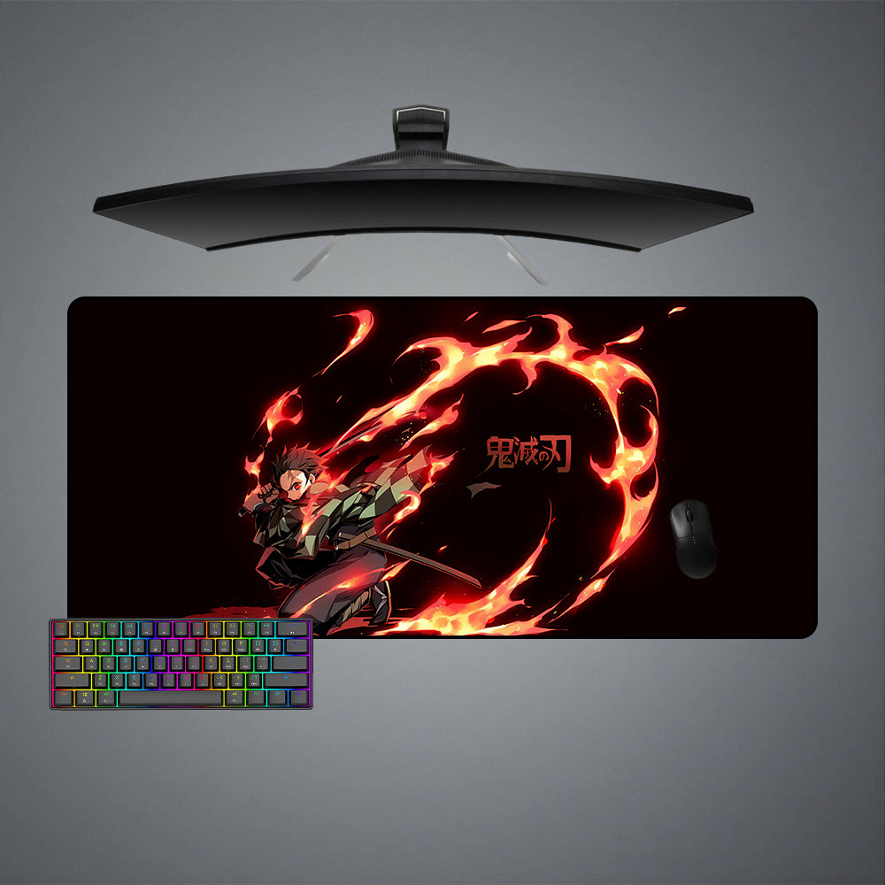 Demon Slayer Tanjiro Kamado Fire Design Mouse Pad Desk Mat