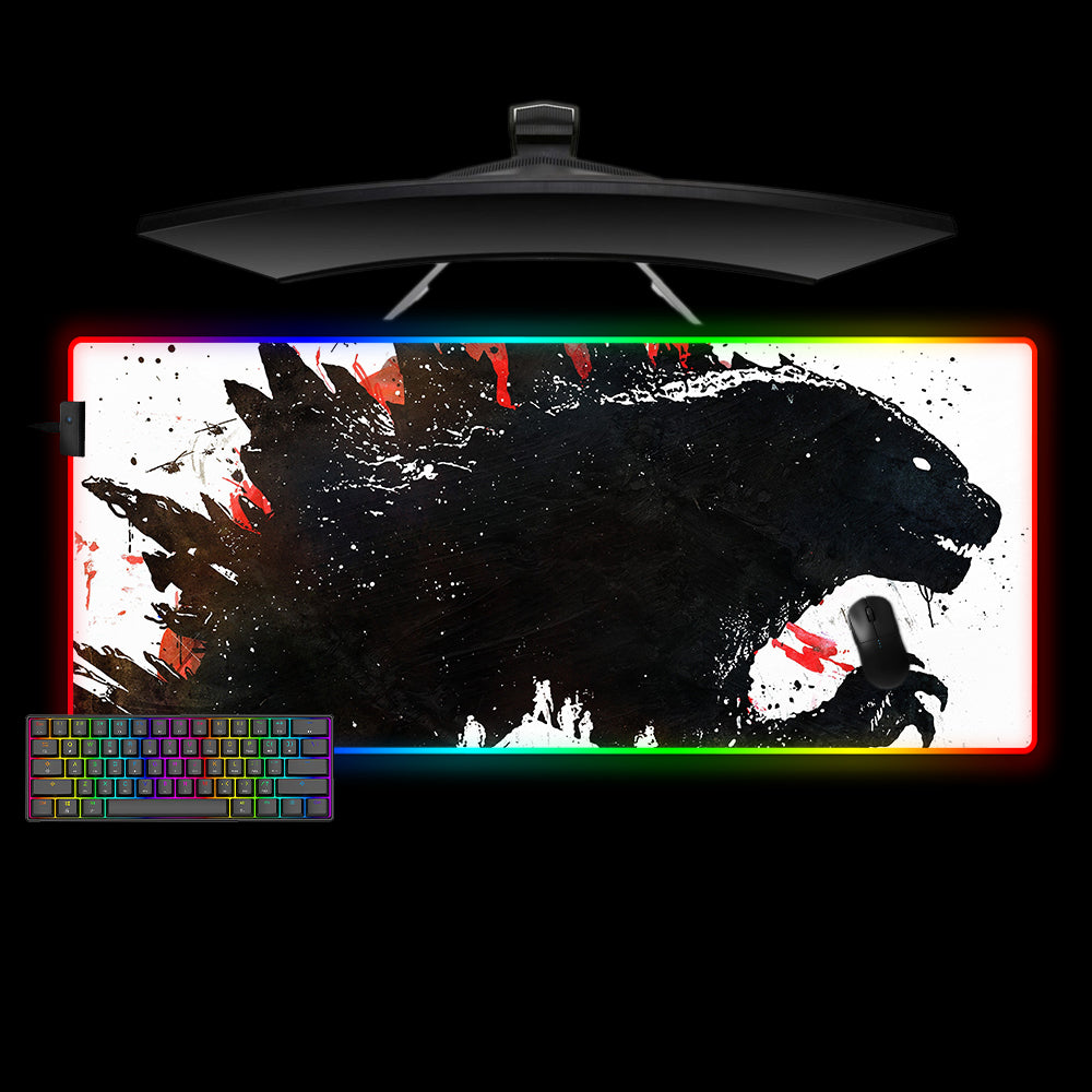 Godzilla Splatter Design M-XXL Size RGB Lit Gaming Mouse Pad