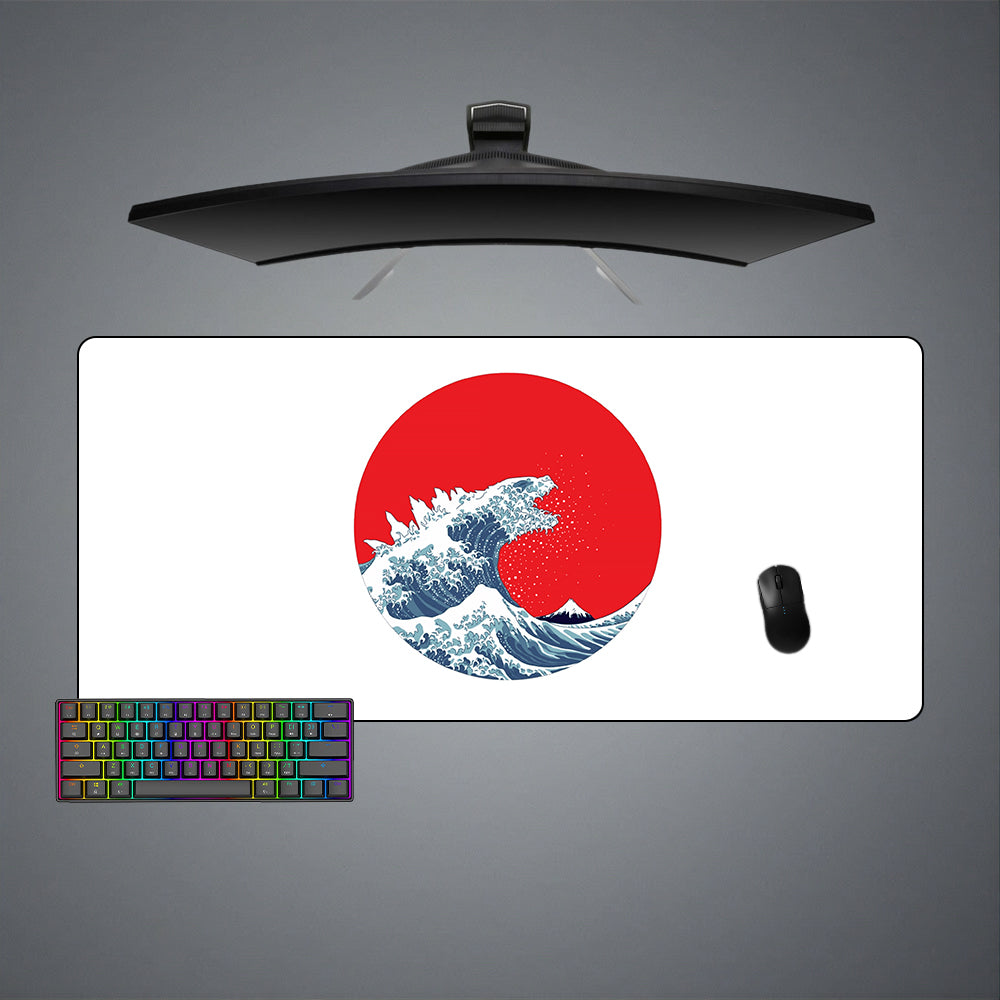 Godzilla Wave Design M-XXL Size Gamer Mouse Pad, Desk Mat