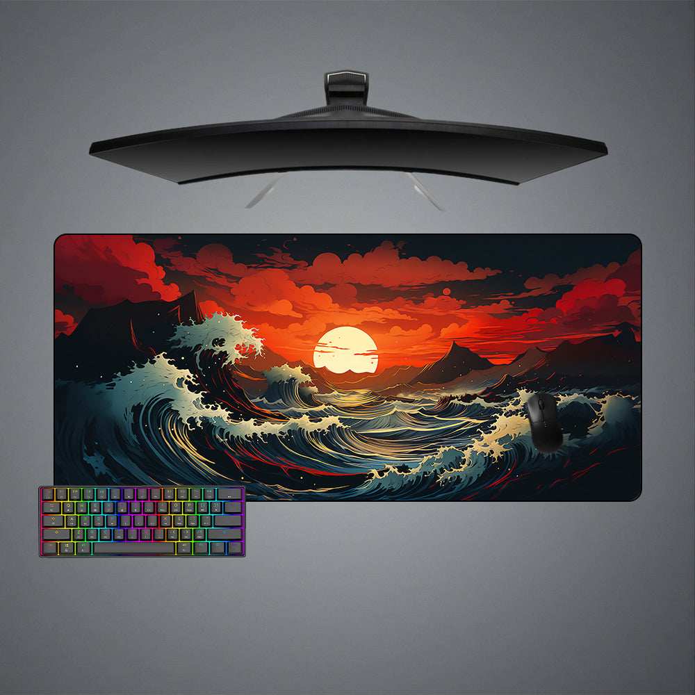 Great Wave Sunset Design M-XXL Size Gaming Mouse Pad