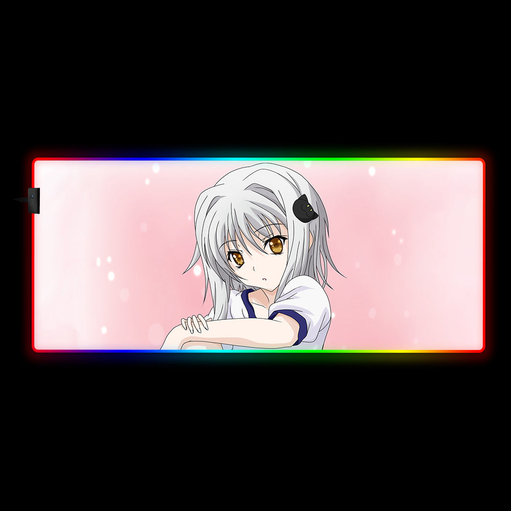 Koneko Pink Design RGB Gaming Mouse Pad, Computer Desk Mat