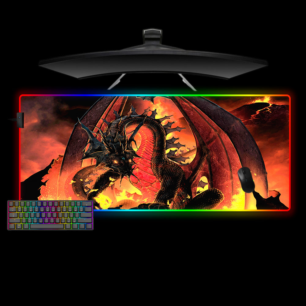 Lava Dragon Design M-XXL Size RGB Light Gamer Mouse Pad
