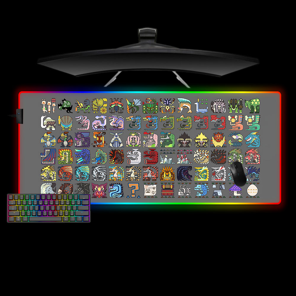 Monster Hunter Icons Design M-XXL Size RGB Gaming Mouse Pad