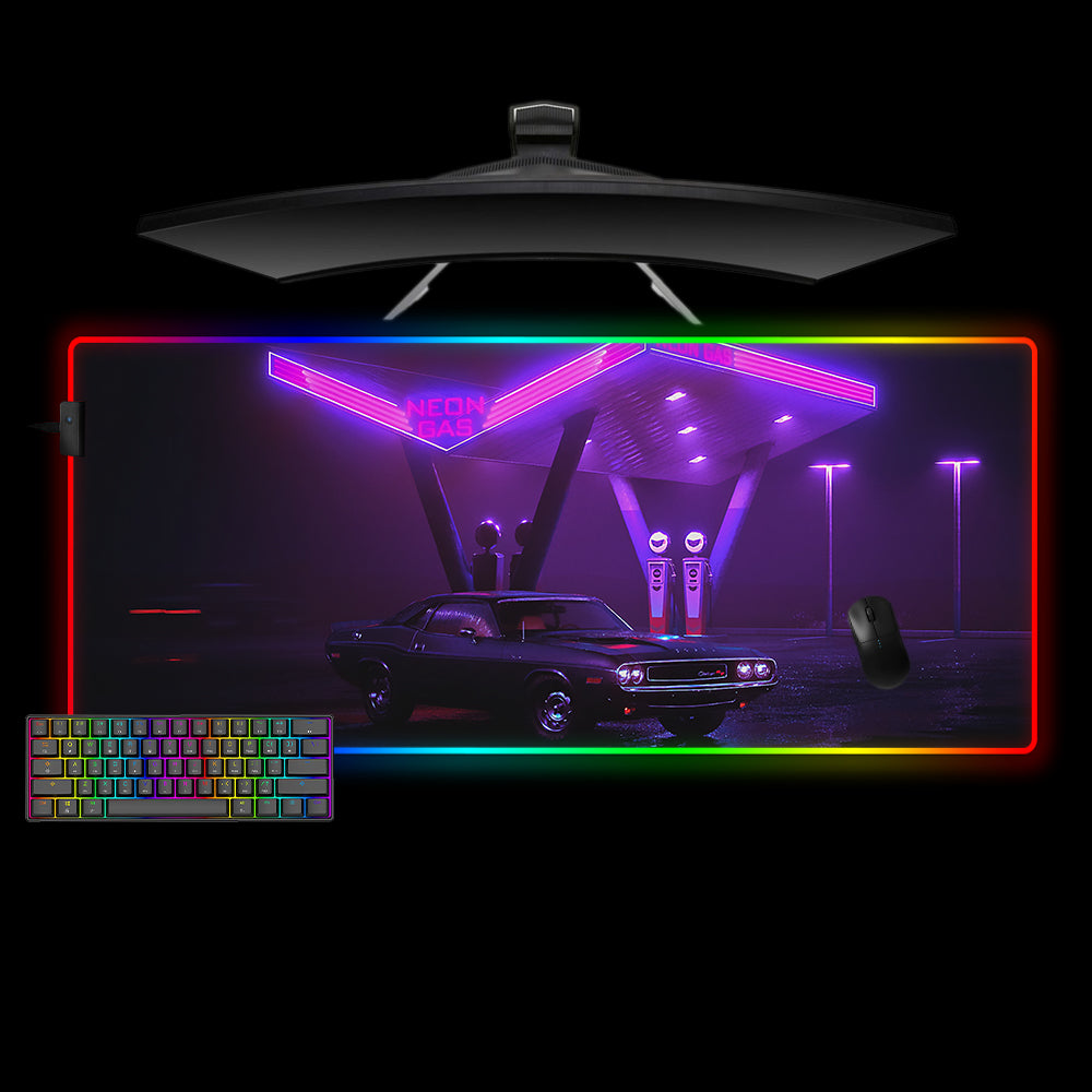 Neon Gas Design RGB Lit Gaming Mouse Pad, Computer Desk Mat