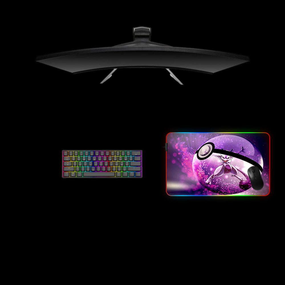 Pokemon Mewtwo Poke Ball Design RGB Mouse Pad, Desk Mat