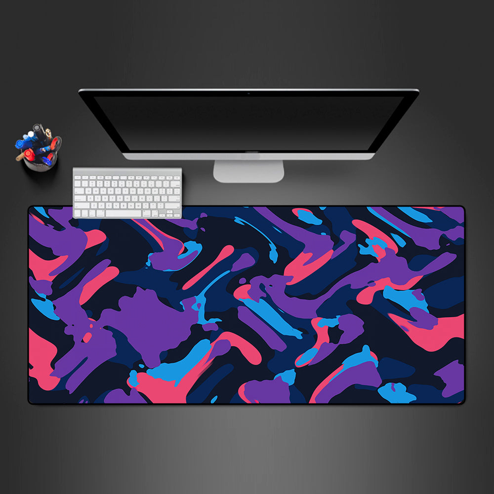Purple Blue Camouflage Design Mouse Pad, Computer Desk Mat