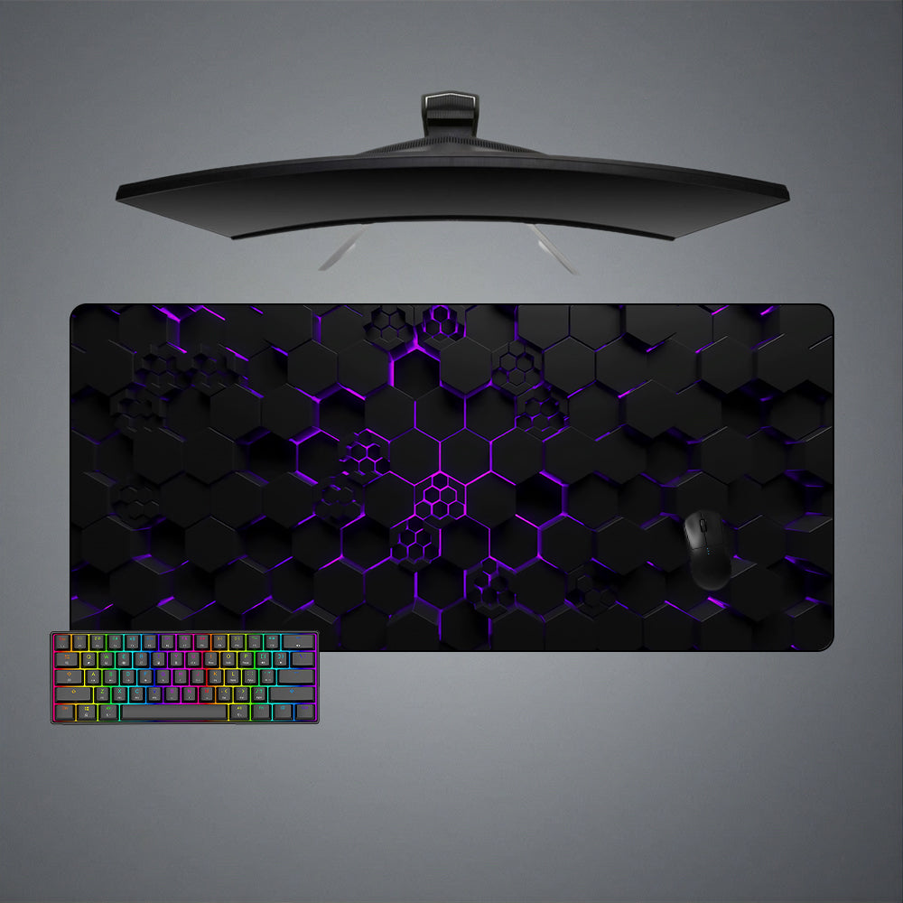 Purple Hex Design M-XXL Size Gamer Mouse Pad