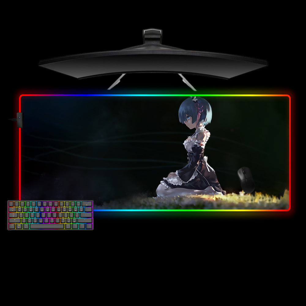 Re Zero Rem Dark Design M-XXL Size RGB Lit Gaming Mouse Pad