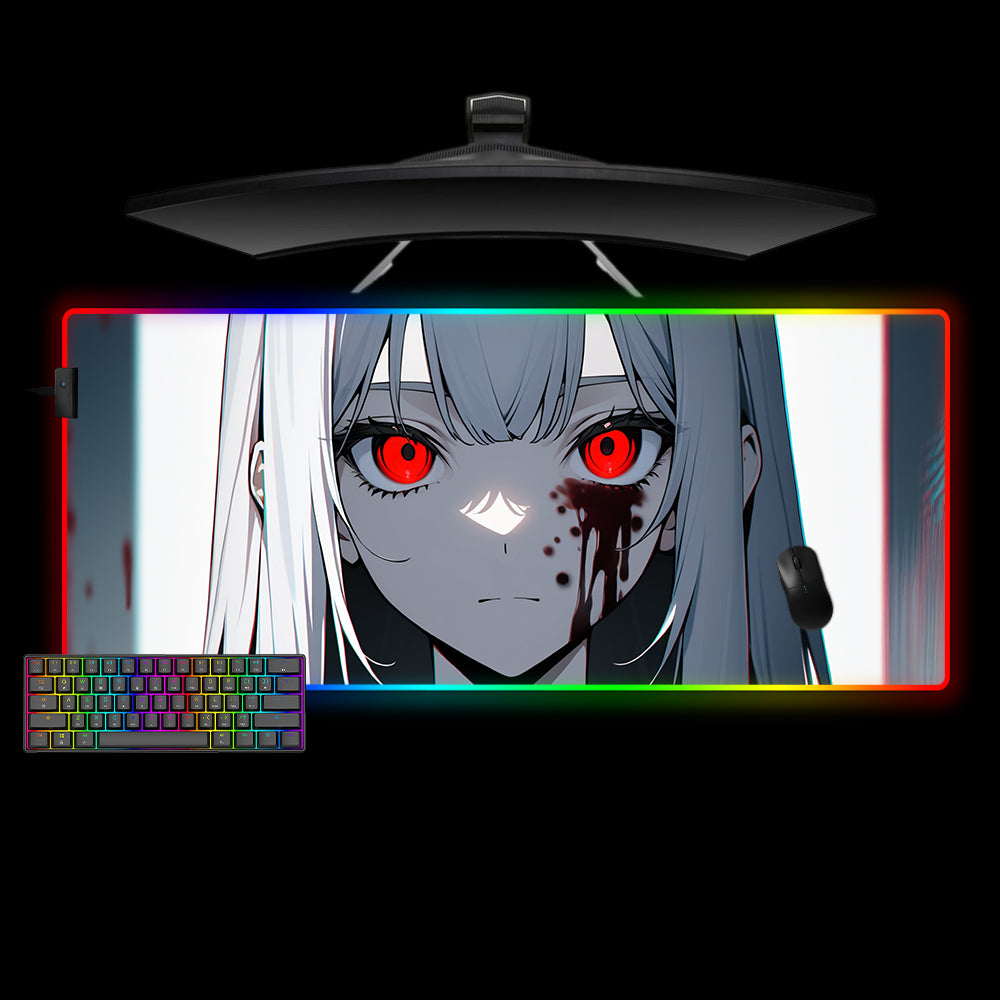 Red Eyed Anime Girl Design M-XXL Size RGB Gaming Mouse Pad