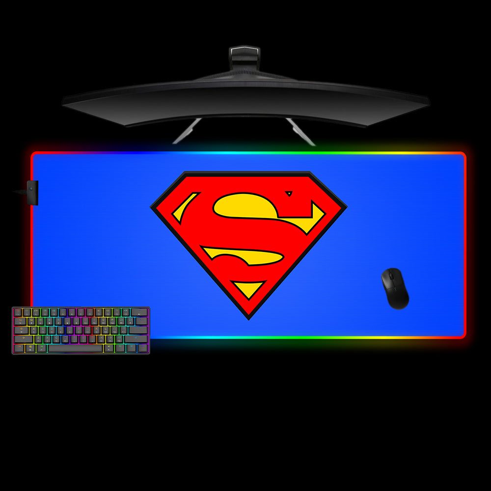 Superman Logo Design M-XXL Size RGB Backlit Gaming Mouse Pad