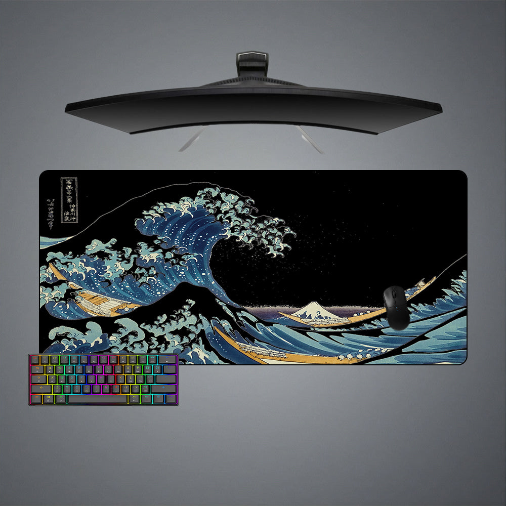 The Great Wave Black Design M-XXL Size Gaming Mouse Pad