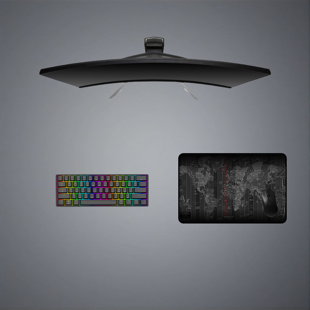 Time Zones Map Design M-XXL Size Gamer Mouse Pad