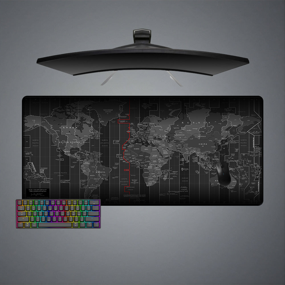 Time Zones Map Design M-XXL Size Gamer Mouse Pad