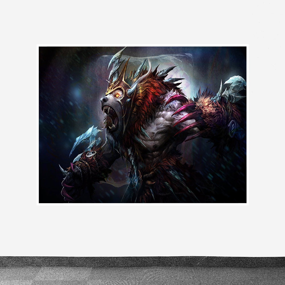 Dota 2 Ursa Design Printed on Canvas Fabric Without Frame
