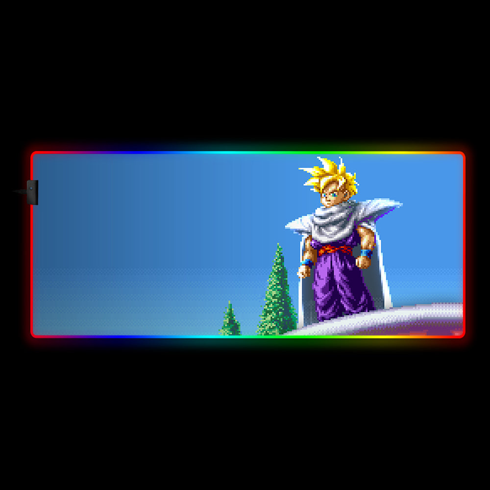 DBZ Gohan Pixel Art Design RGB Gaming Mouse Pad, PC Desk Mat
