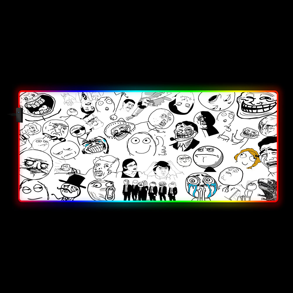 Meme Drawing Collection Design RGB Gamer Mouse Pad, Desk Mat