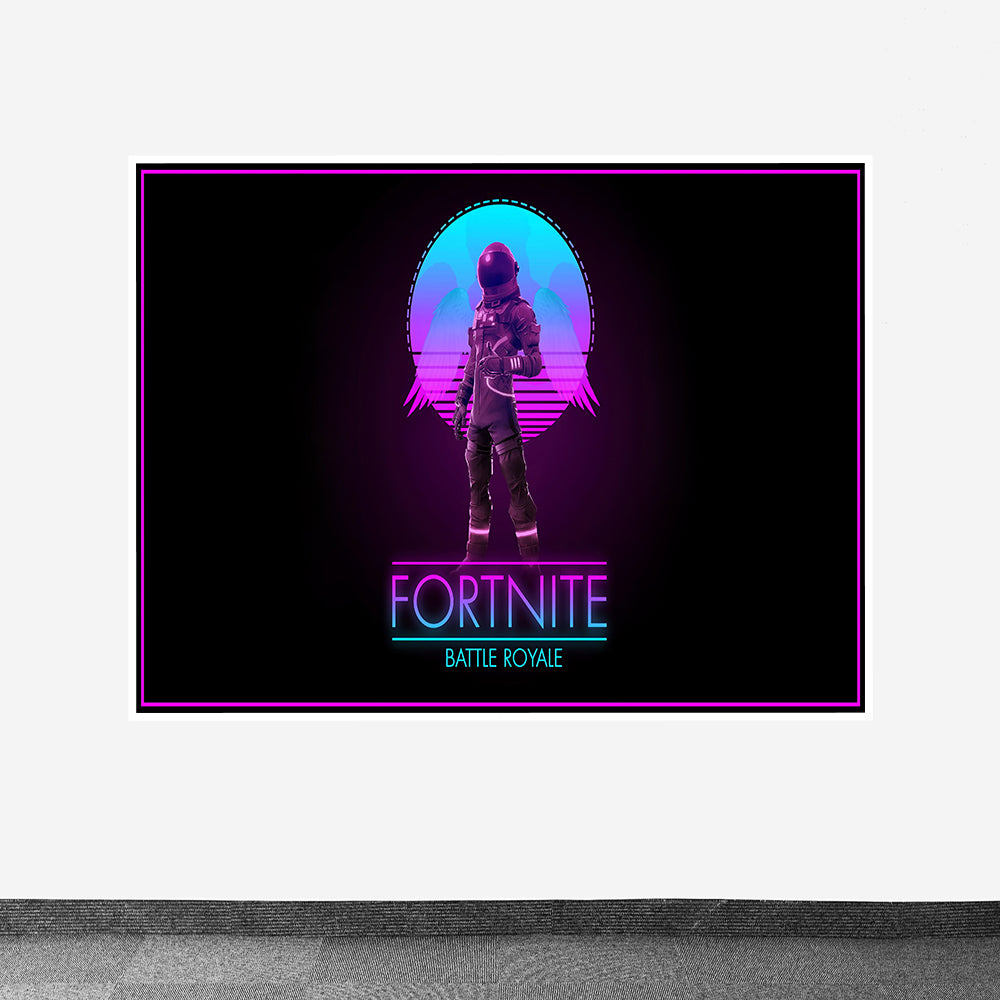 Fortnite Retro Design Printed on Canvas Fabric Without Frame