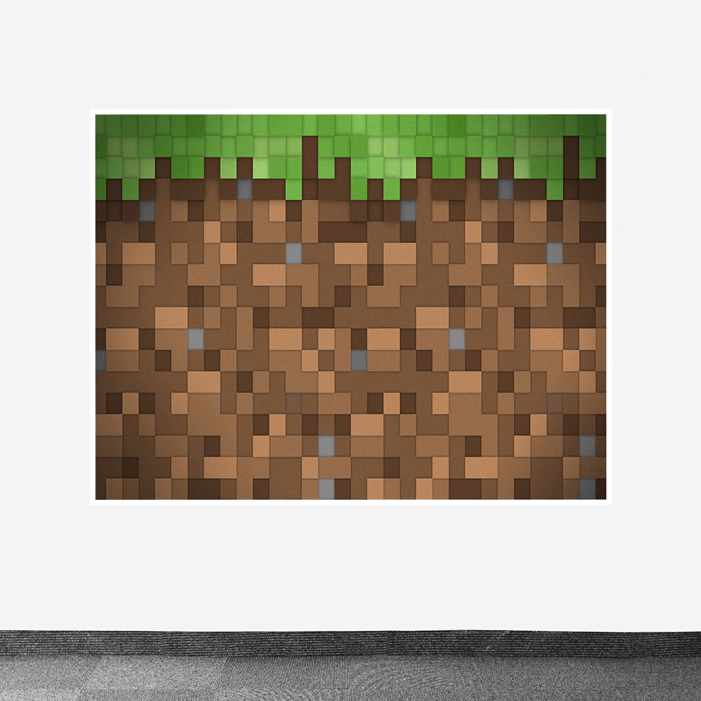 Minecraft Tile Design Printed on Canvas Fabric Without Frame