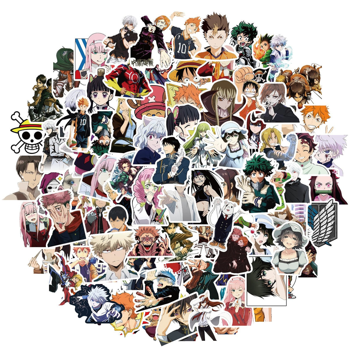 Anime Mixed Adhesive Stickers, Decals - 10/50/100 Piece