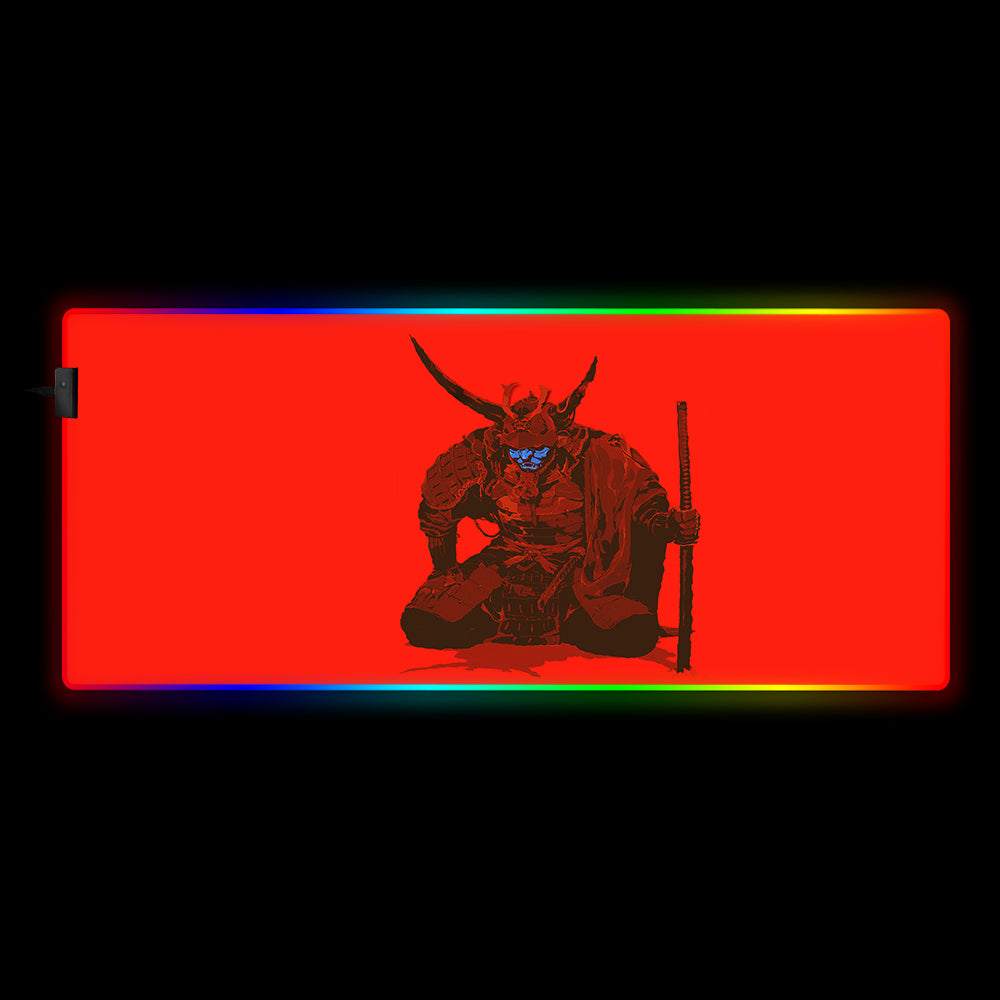 Samurai Red Design RGB Gaming Mousepad, Computer Desk Mat