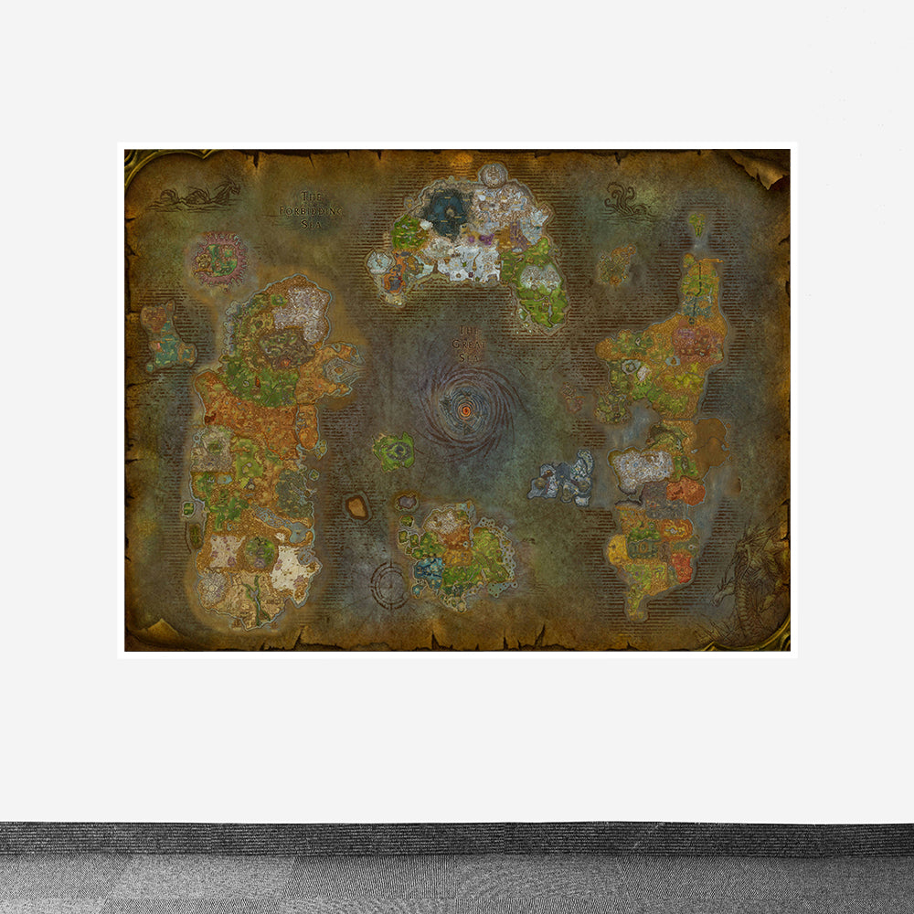 Warcraft Map Design Printed on Canvas Fabric Without Frame