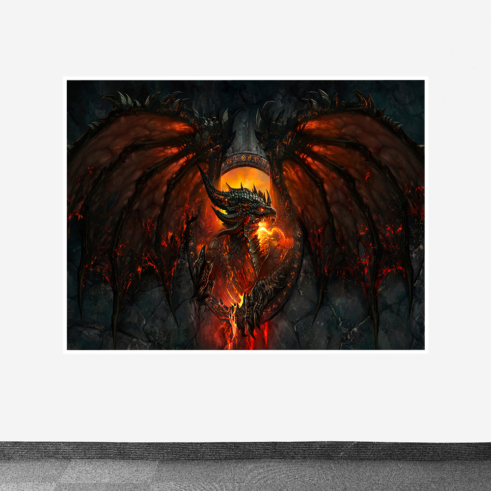 Deathwing Design Printed on Canvas Fabric Without Frame
